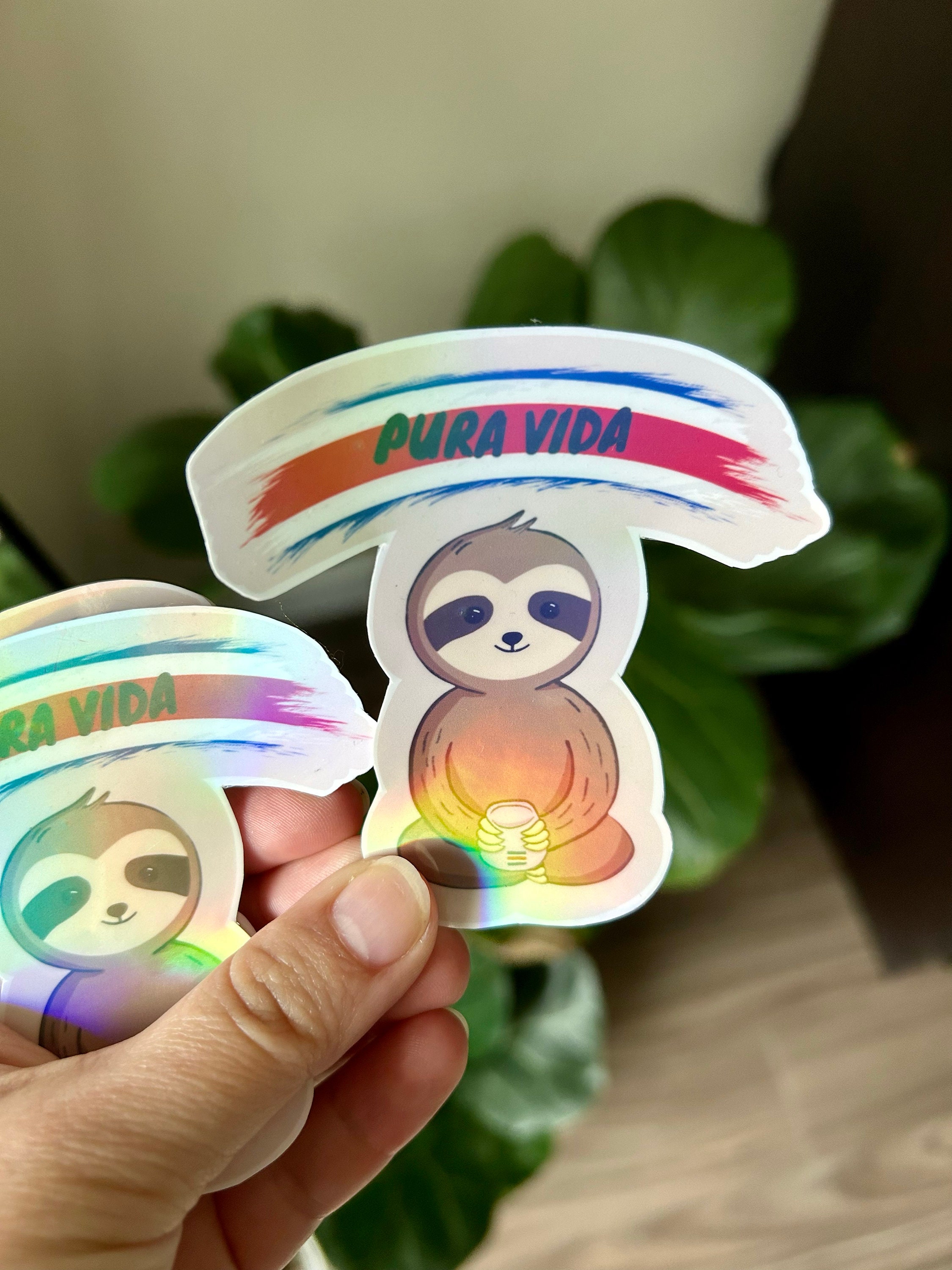 Pura Vida Costarrican Sloth Holographic Sticker - Etsy