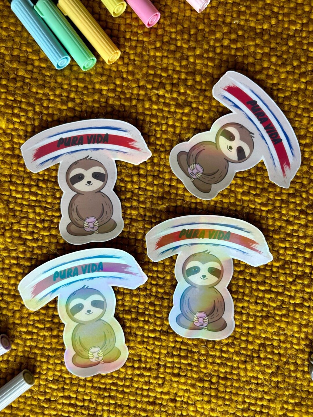Pura Vida Costarrican Sloth Holographic Sticker - Etsy