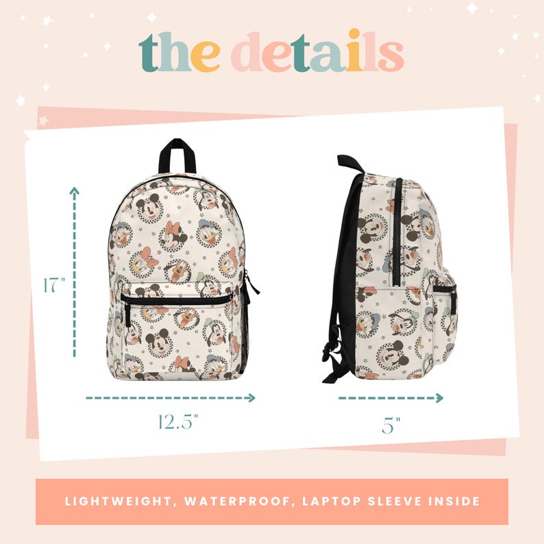 Mickey Minnie Disney Backpack, Back to School Book Bag, Disney Bag ...