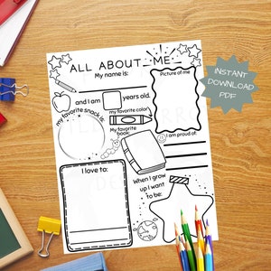 All About Me Classroom Printable, Kids Favorite Things List Pdf, First ...