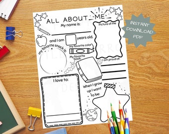 All About Me Printable First Day of School Interview First Day of ...