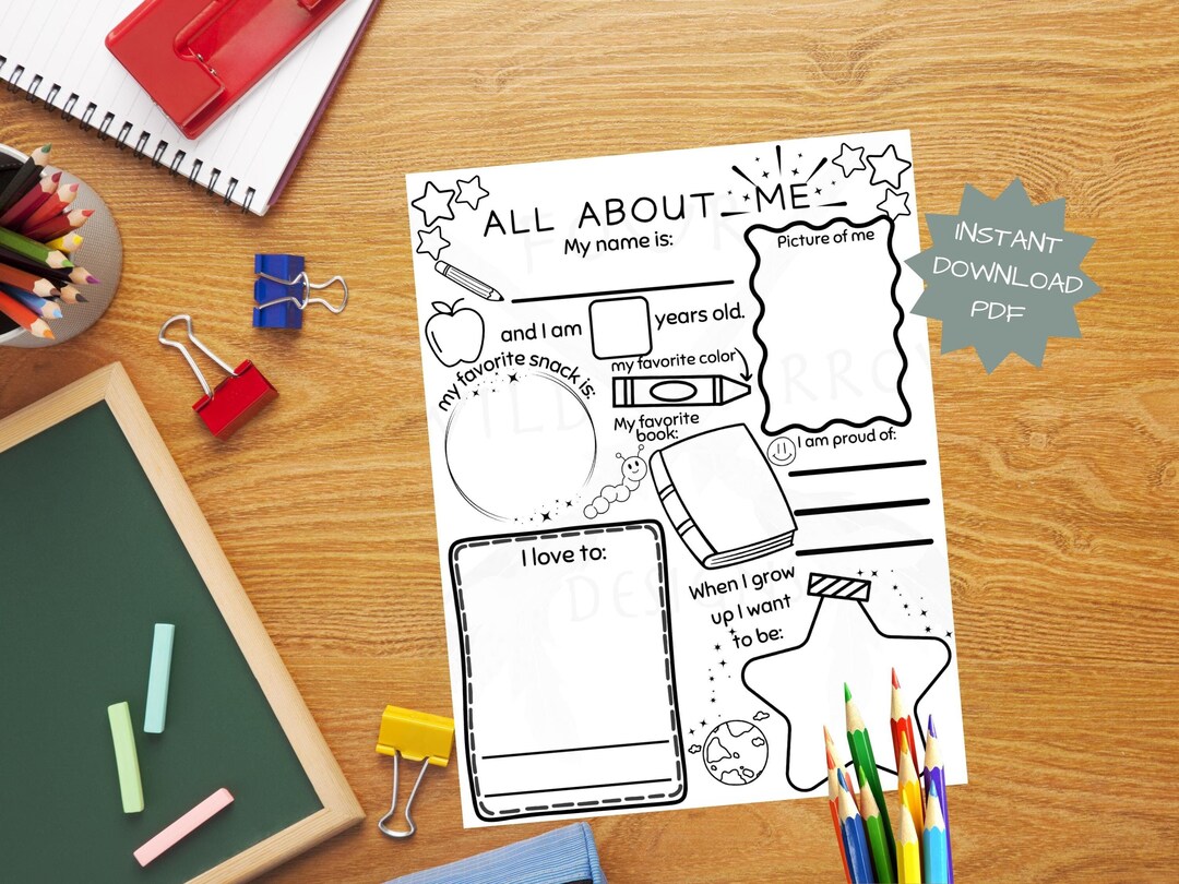 All About Me Classroom Printable, Kids Favorite Things List Pdf, First ...