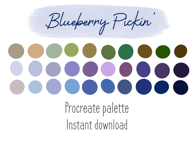 Blueberry Pickin’ Theme Color Palette for Procreate - Etsy