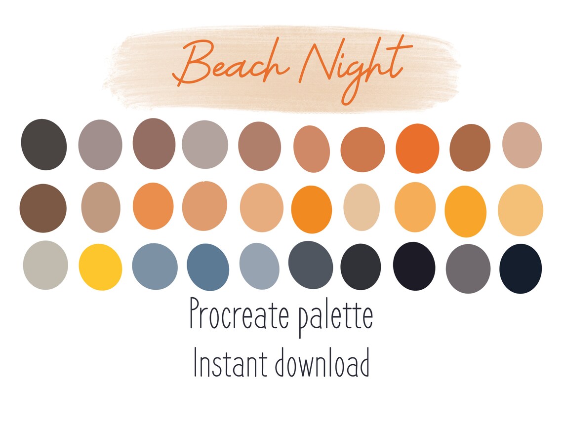 Beach Night Theme Color Palette for Procreate - Etsy