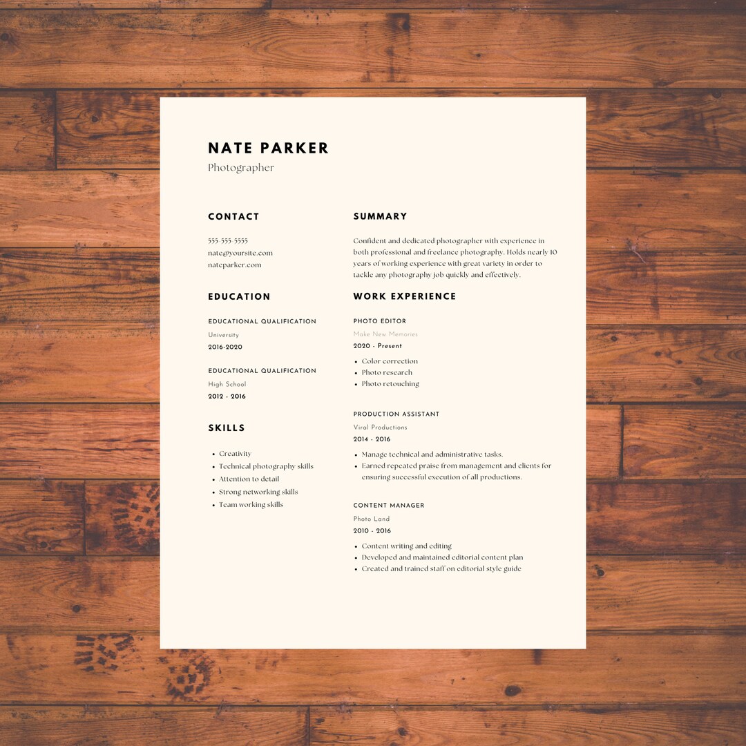 Clean and Simple Professional Resume Template - Etsy UK