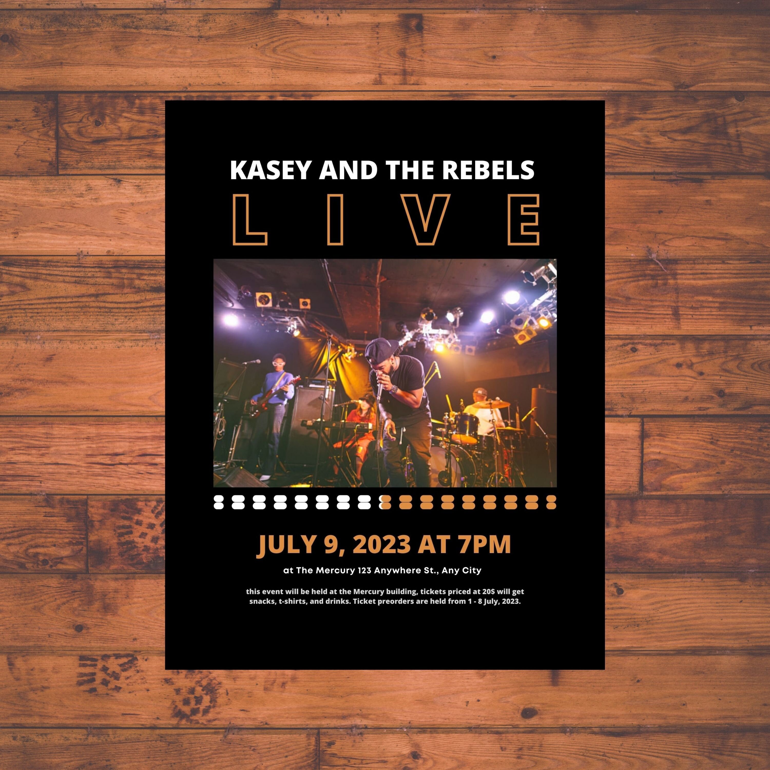 Live Music Flyer Template, Concert Flyer Template, Editable Band Flyer ...