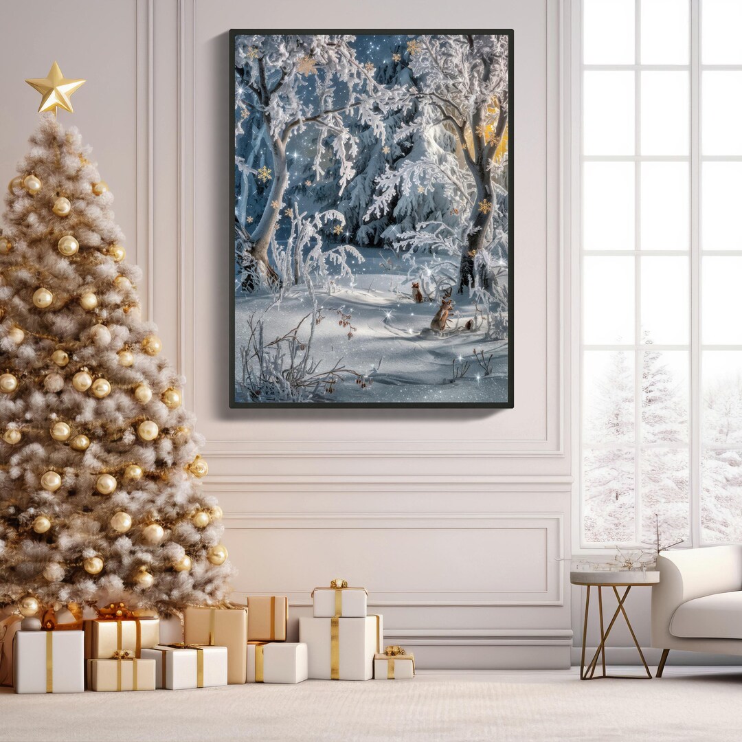 Christmas Day Gift Magical Winter Wonderland Canvas Art With Snowy ...