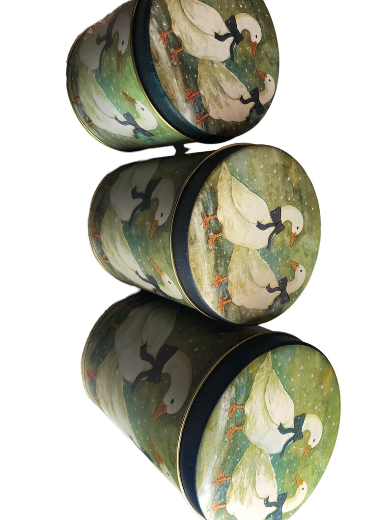 Vintage Winter Geese Tins, Set of 3 Canisters, Christmas Around the ...