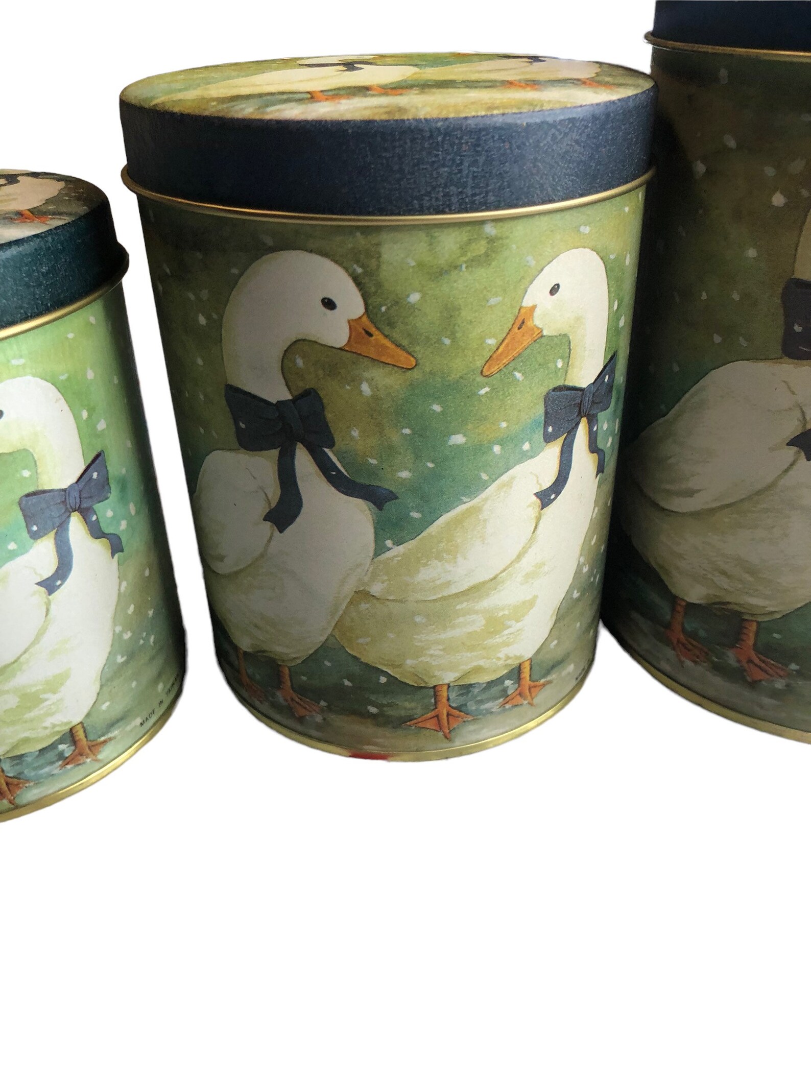 Vintage Winter Geese Tins, Set of 3 Canisters, Christmas Around the ...