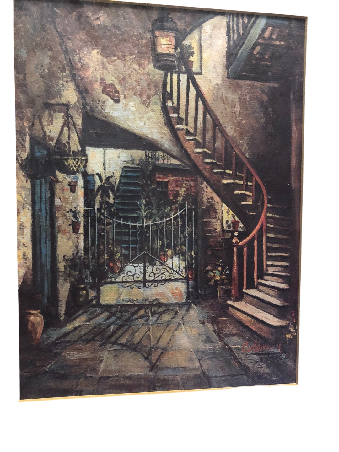 Art Print of Spiral Staircase and Courtyard - Etsy