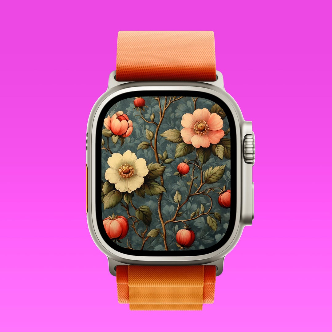 Retro Flowers Premium Apple Watch Background - Digital Download ...