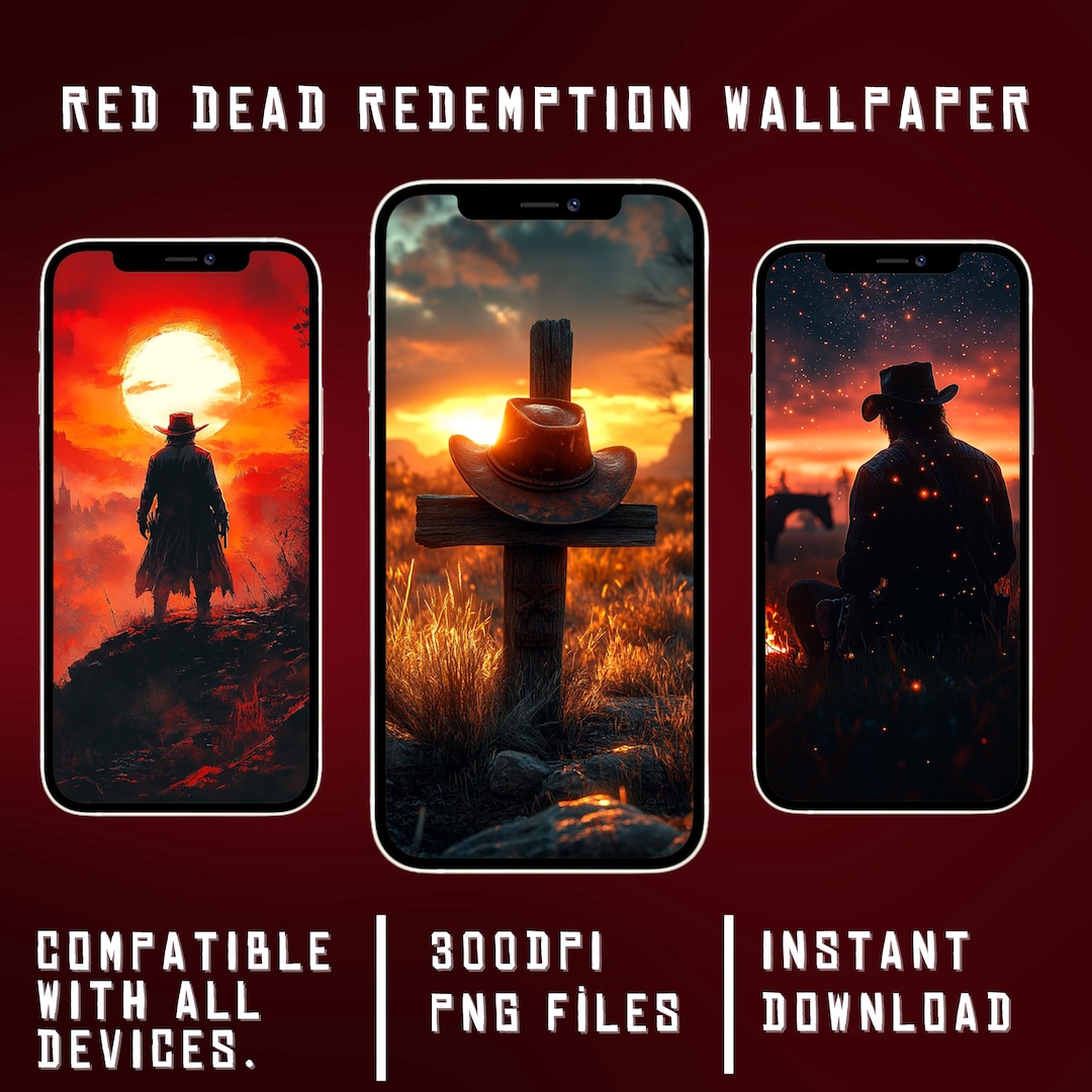 Red Dead Redemption Digital Phone Wallpaper Set – Cowboy Western ...