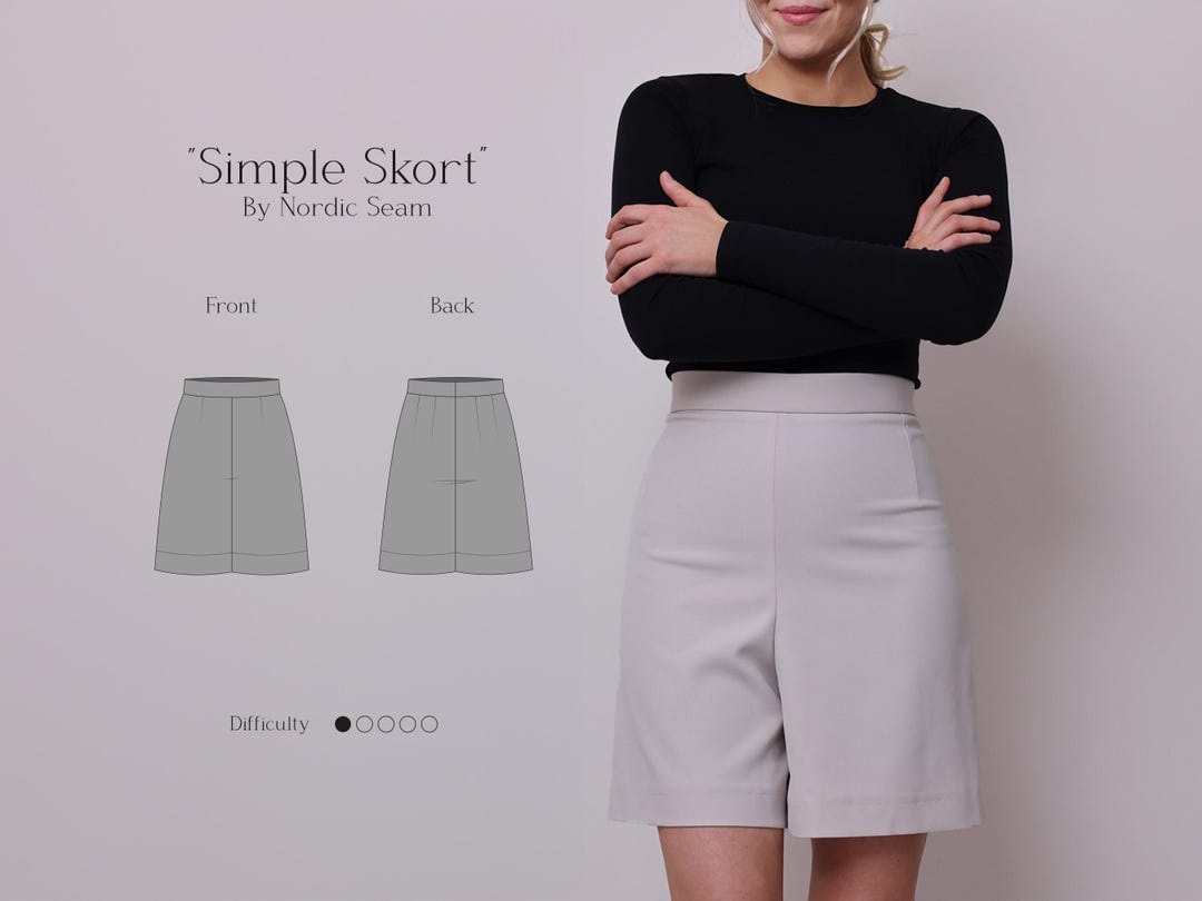 High-waisted Shorts Sewing Pattern – Skirt Style and Shorts Comfort ...