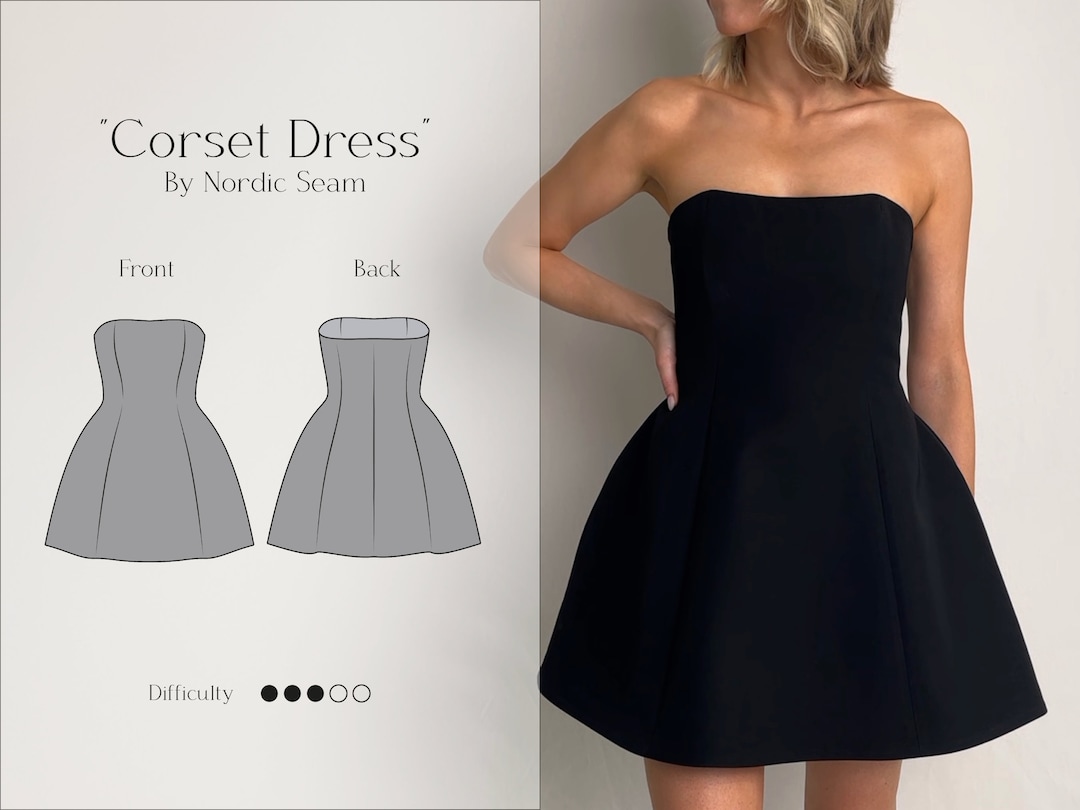 Hourglass Shape Corset Dress Sewing Pattern Elegant Mini Dress Wedding ...