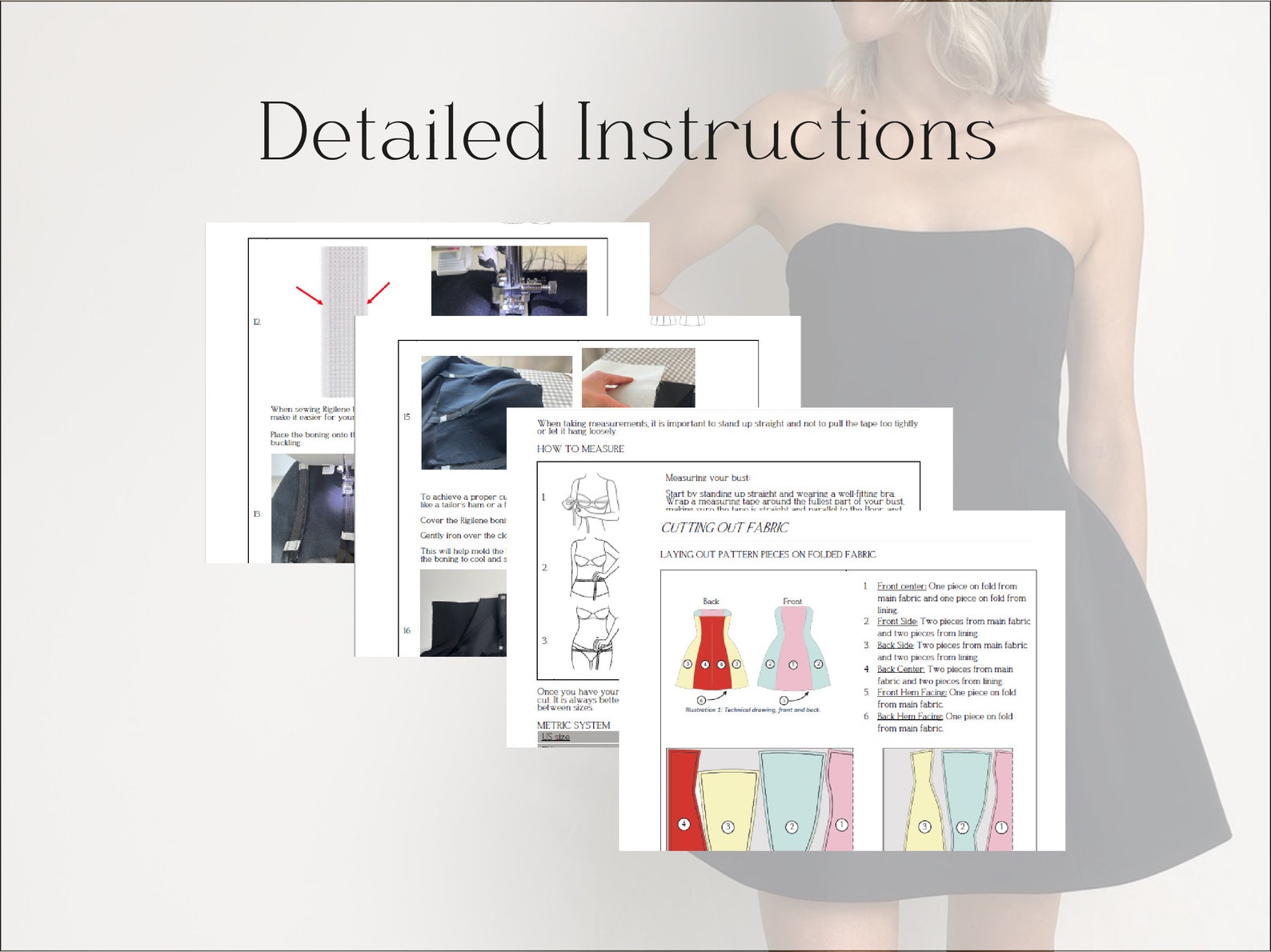 Hourglass Shape Corset Dress Sewing Pattern Elegant Mini Dress Wedding ...