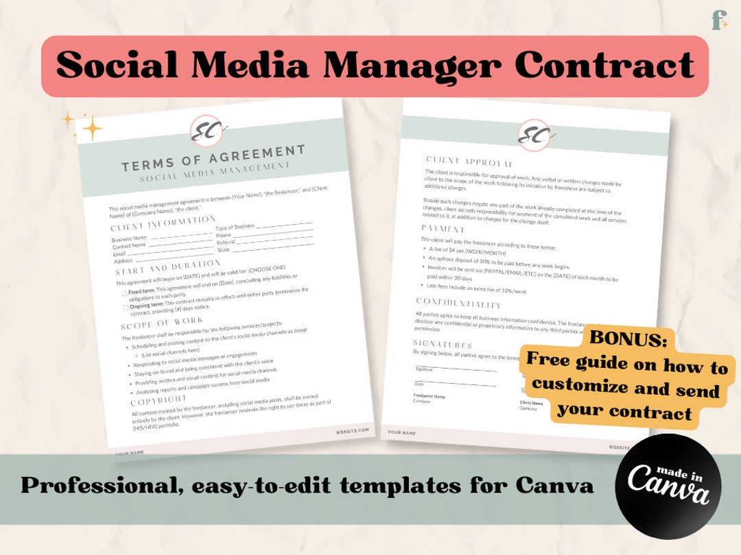 Social Media Manager Contract Template | Social Media Manager Contract ...