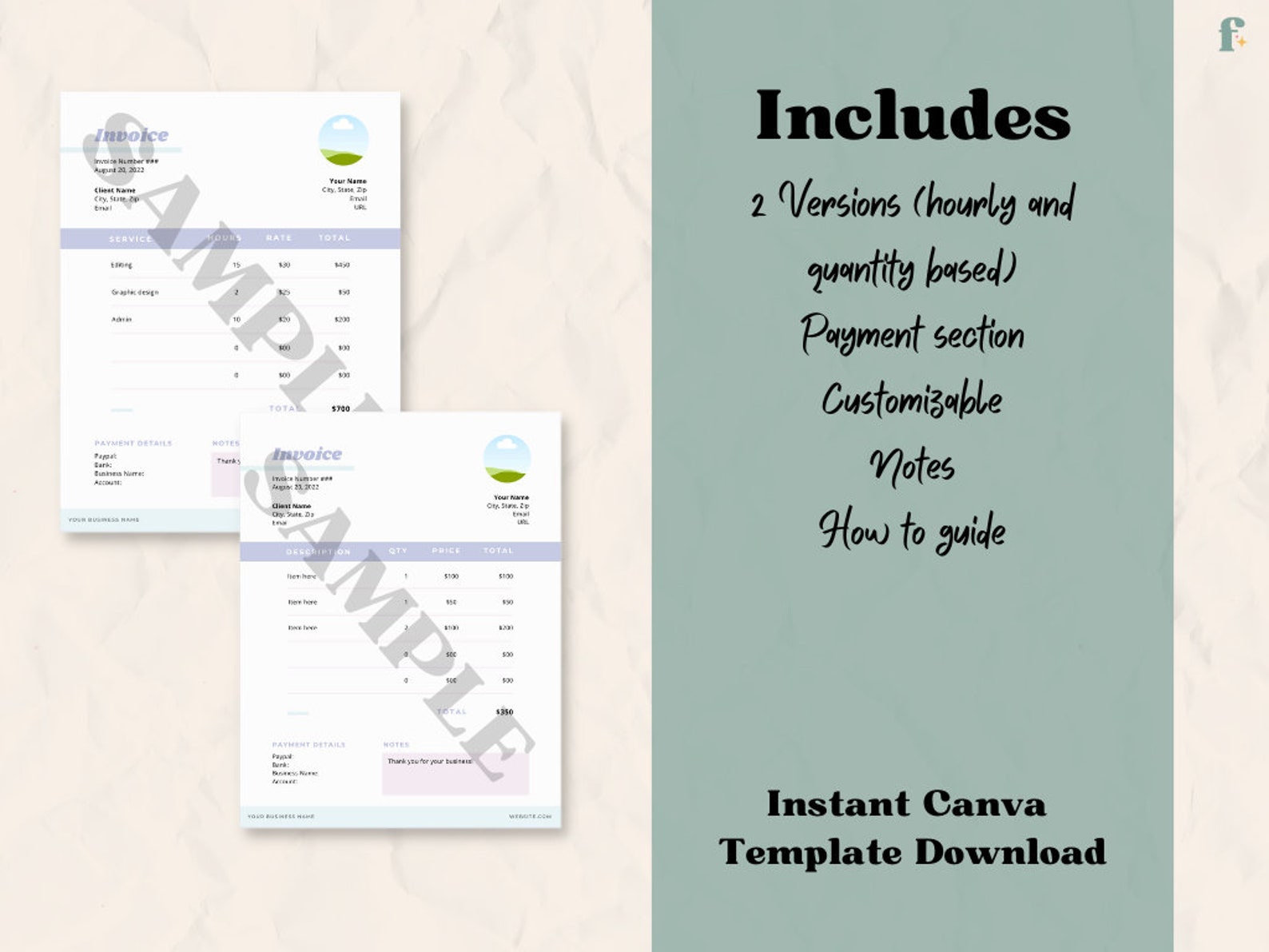 Editable Invoice Template Canva | Freelance Invoice Template | VA ...