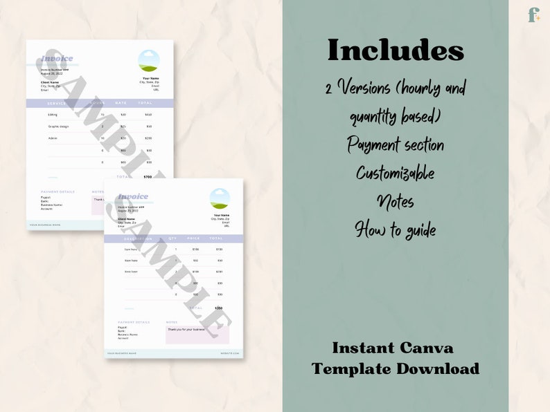 Editable Invoice Template Canva | Freelance Invoice Template | VA ...