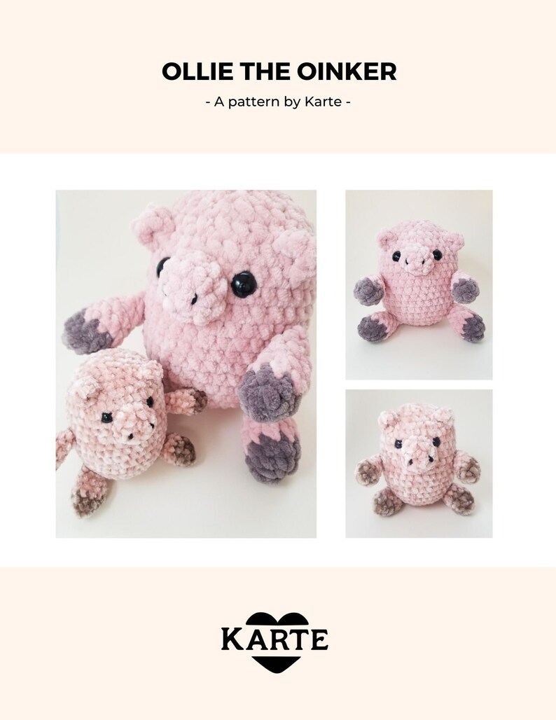 CROCHET PIG PATTERN Pdf : Ollie the Oinker, Beginner Friendly, Chunky ...
