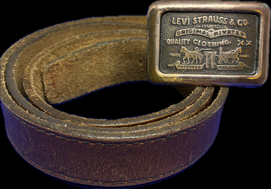Genuine Vintage Levi Strauss Brown Leather Belt With Copper Toned ...