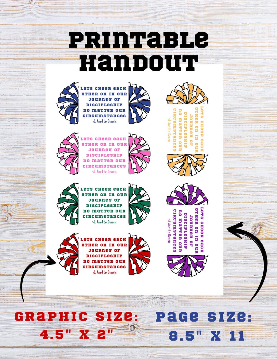 Let's Cheer Each Other on Lesson Printable Handout| J. Anette Dennis ...