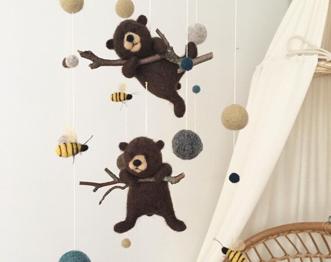 Nursery Mobile / Baby Mobile / Bear Mobile / Woodland Mobile / Made to ...