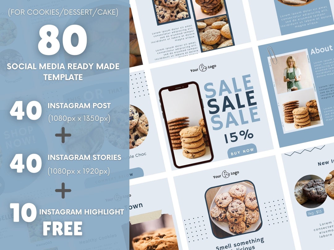 Ready-made Cookies Instagram Canva Templates: Simplify Your Social ...