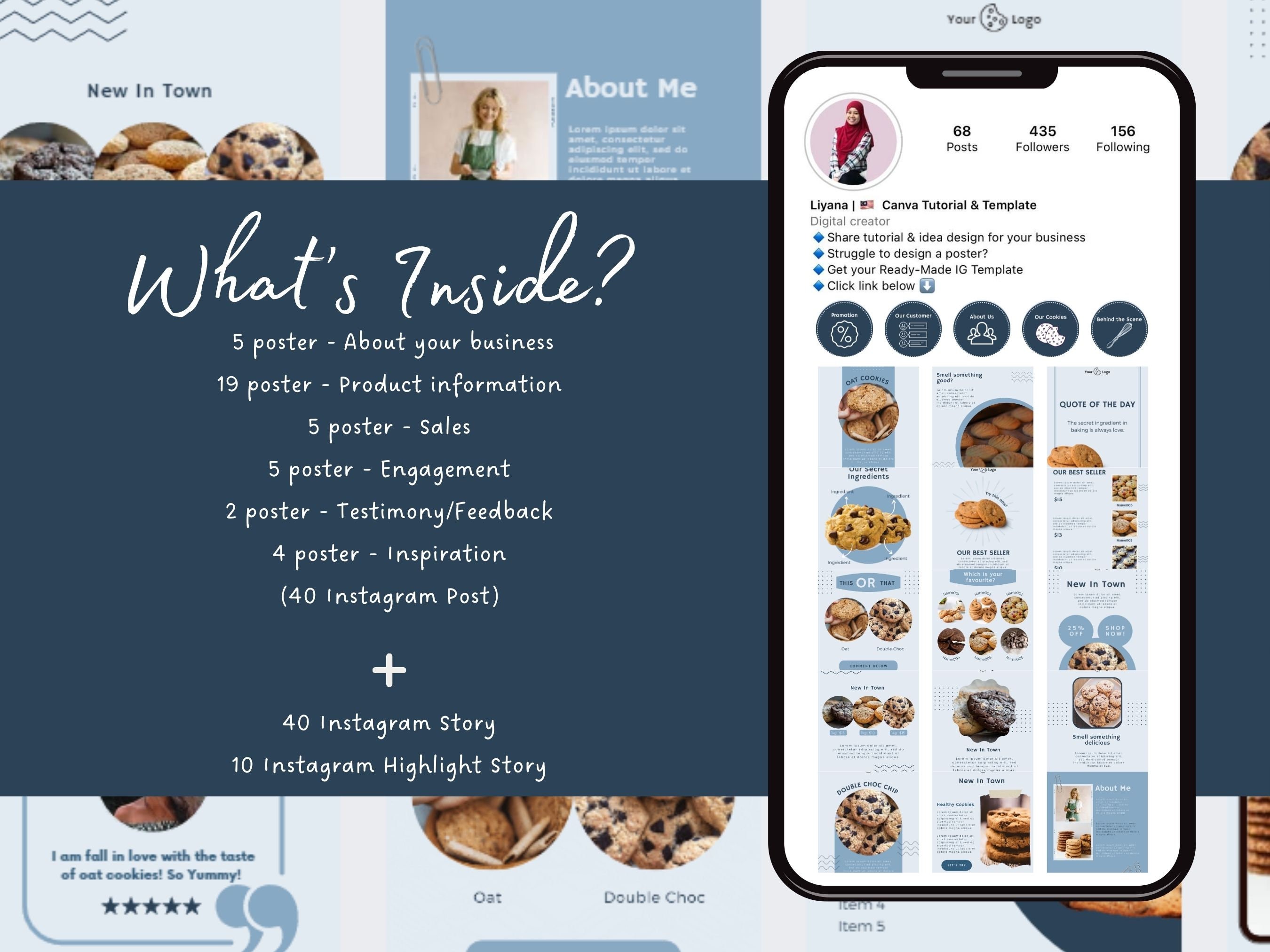 Plantillas Canva de Instagram de cookies listas para usar: simplifique ...