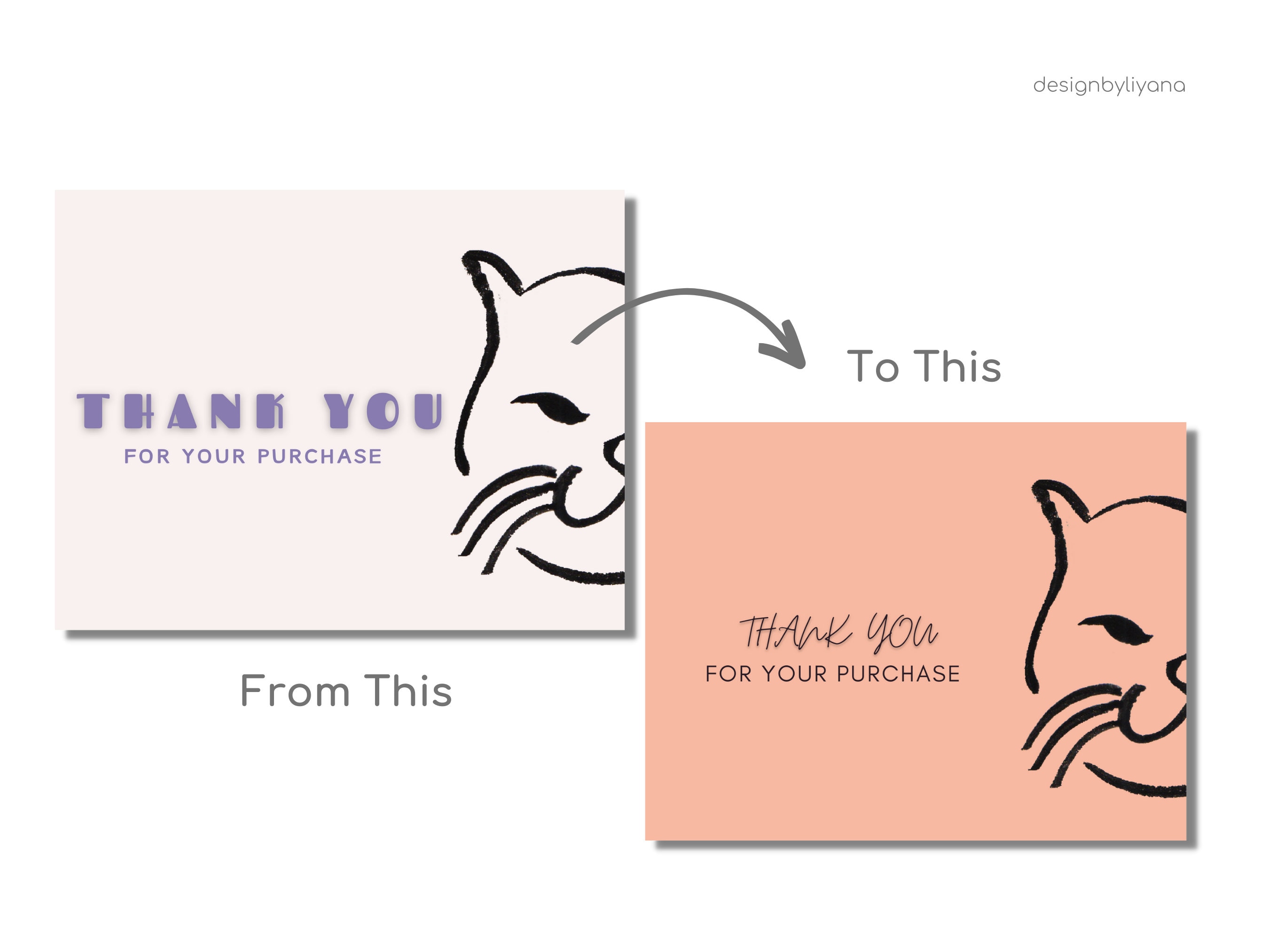 Cat Thank You Card Template | Thank You Card Insert | Small Business ...