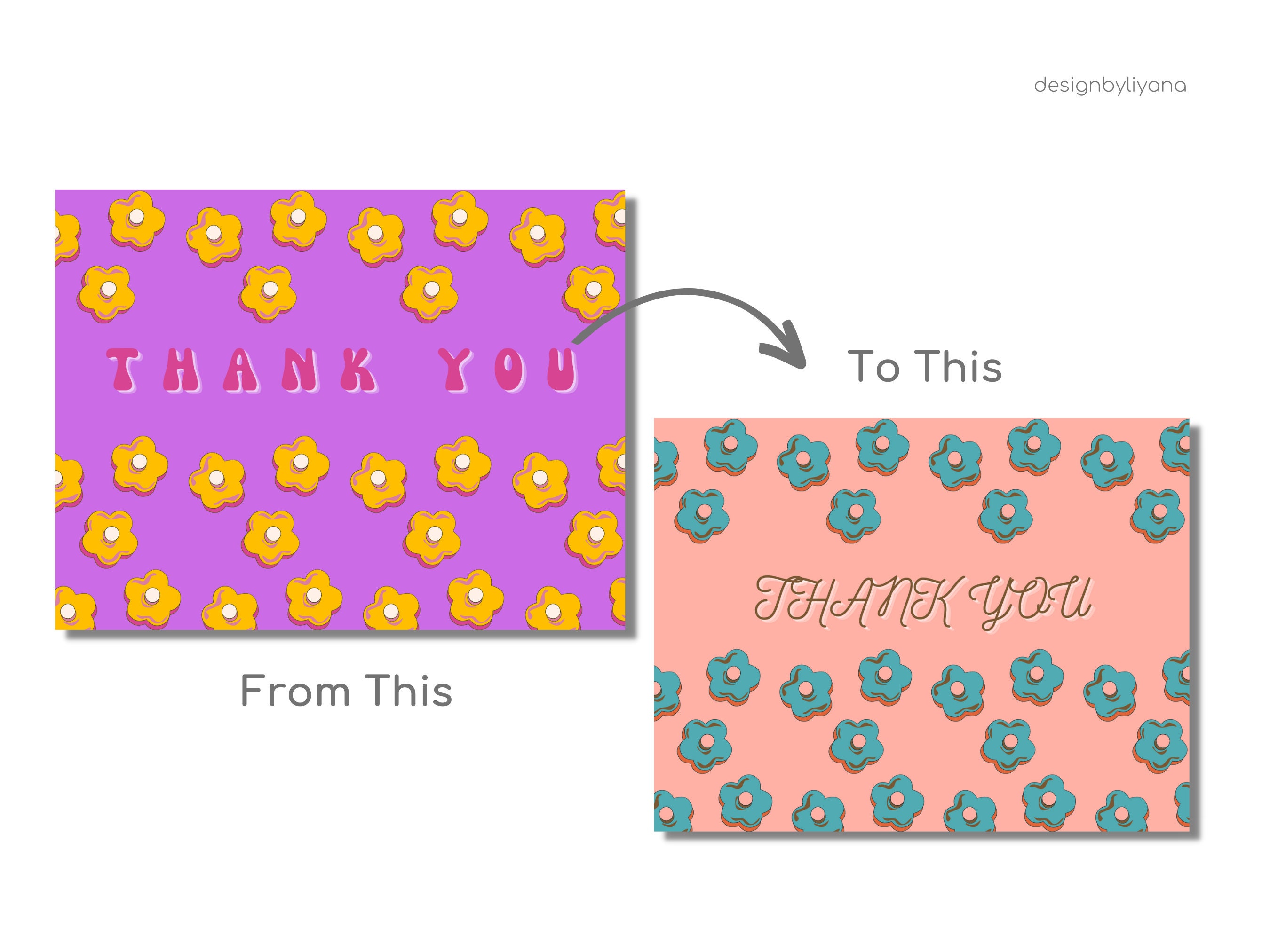 Retro Thank You Card Template | Flower Thank You Card| Small Business ...