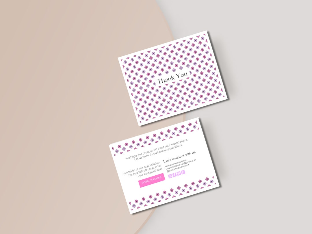 Editable Thank You Card Template| Colorful Thank You Card Insert| Small ...