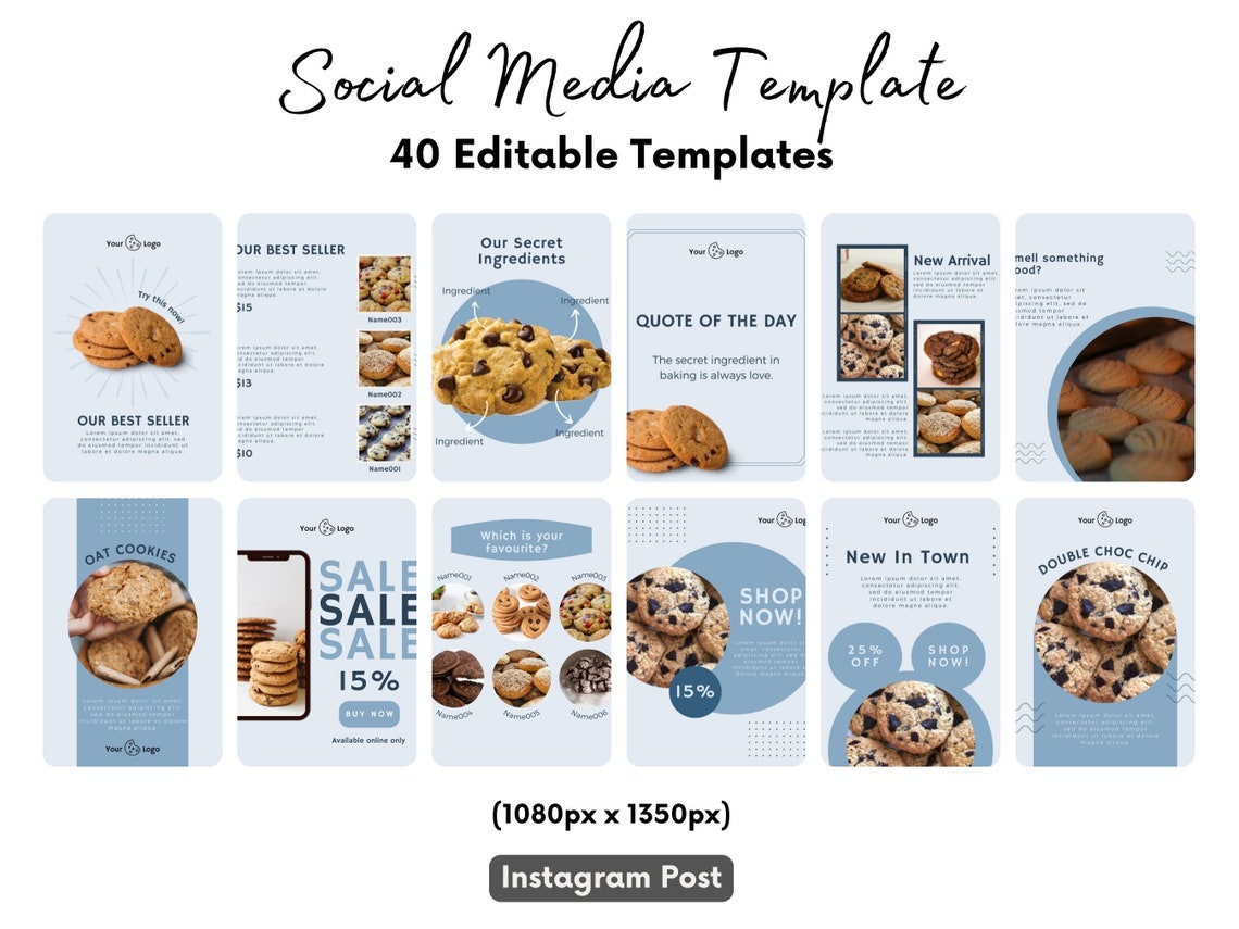 Ready-made Cookies Instagram Canva Templates: Simplify Your Social ...