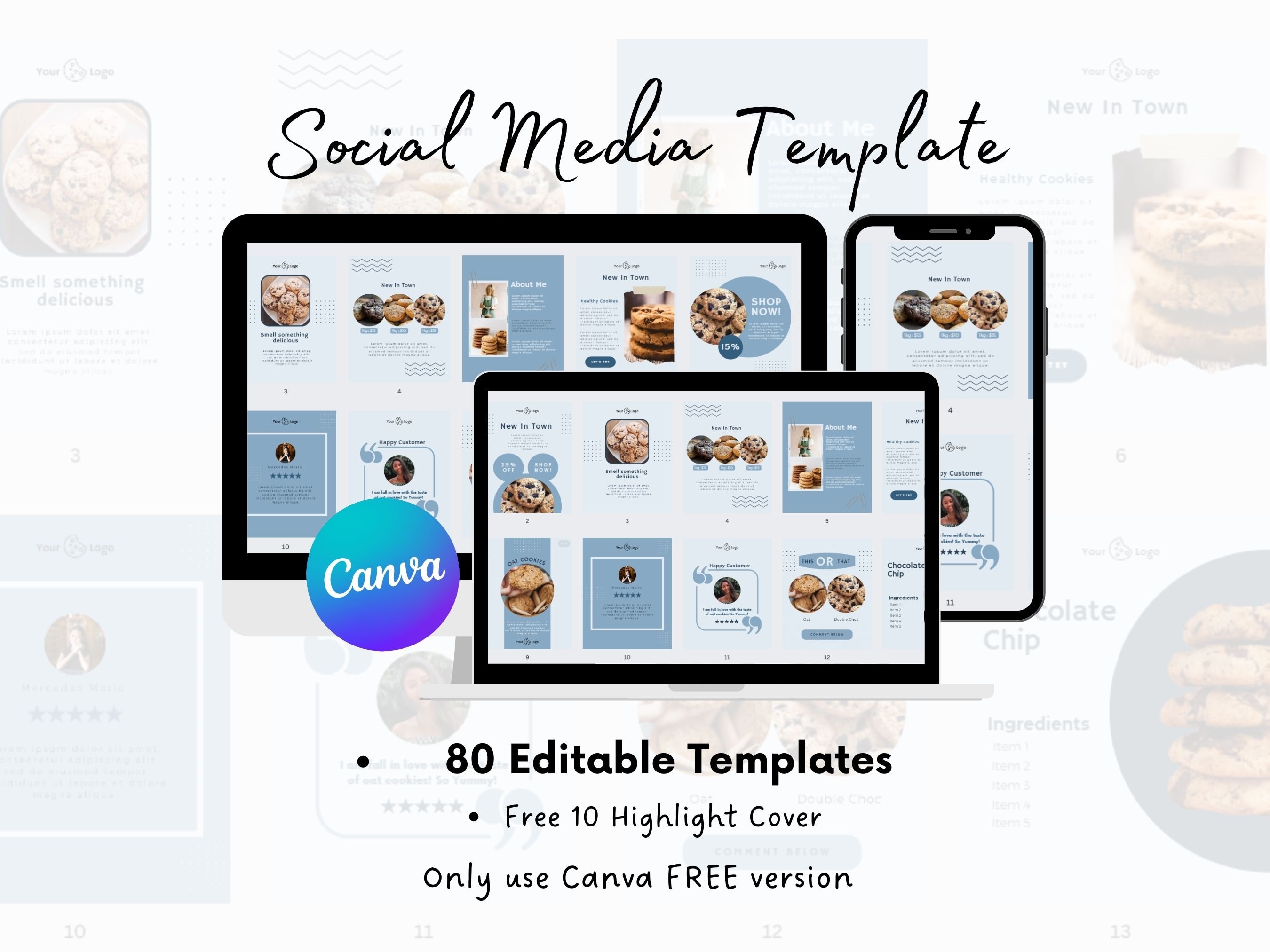 Ready-made Cookies Instagram Canva Templates: Simplify Your Social ...