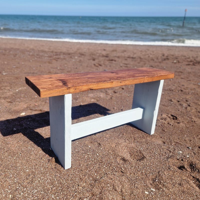 Low Wooden Farmhouse Bench - Etsy UK