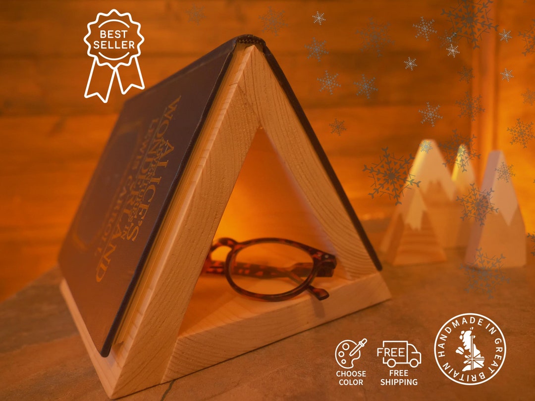 WOODEN Triangle BOOKREST | Book ORGANISER | Rustic Bedside Table Phone ...