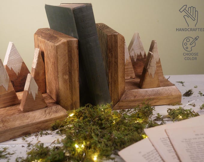 Mountain Bookends // Wood Bookends // Home Decor // Mountains ...