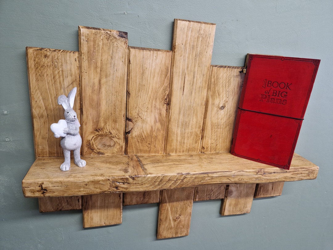 Floating Wood Panel Shelf Rustic Reclaimed Pallet Style Shiplap Wall ...