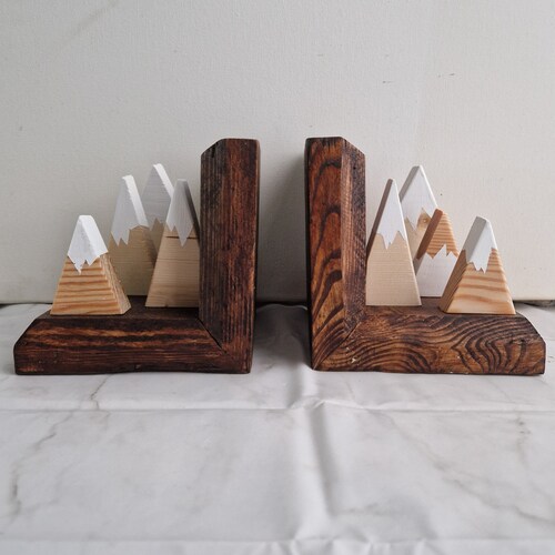Rustic House Scene Wooden Bookends Set of 2 Distressed Wood - Etsy UK