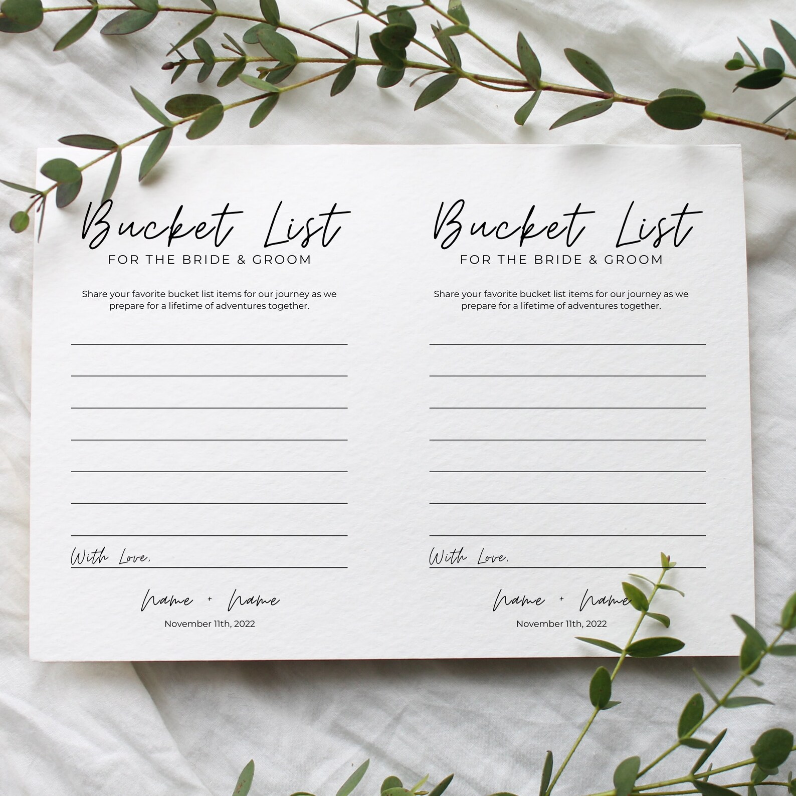 Wedding Guest Bucket List Game Minimal Modern Customizable & Printable ...