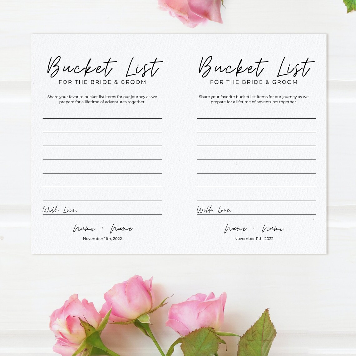 Wedding Guest Bucket List Game Minimal Modern Customizable & Printable ...