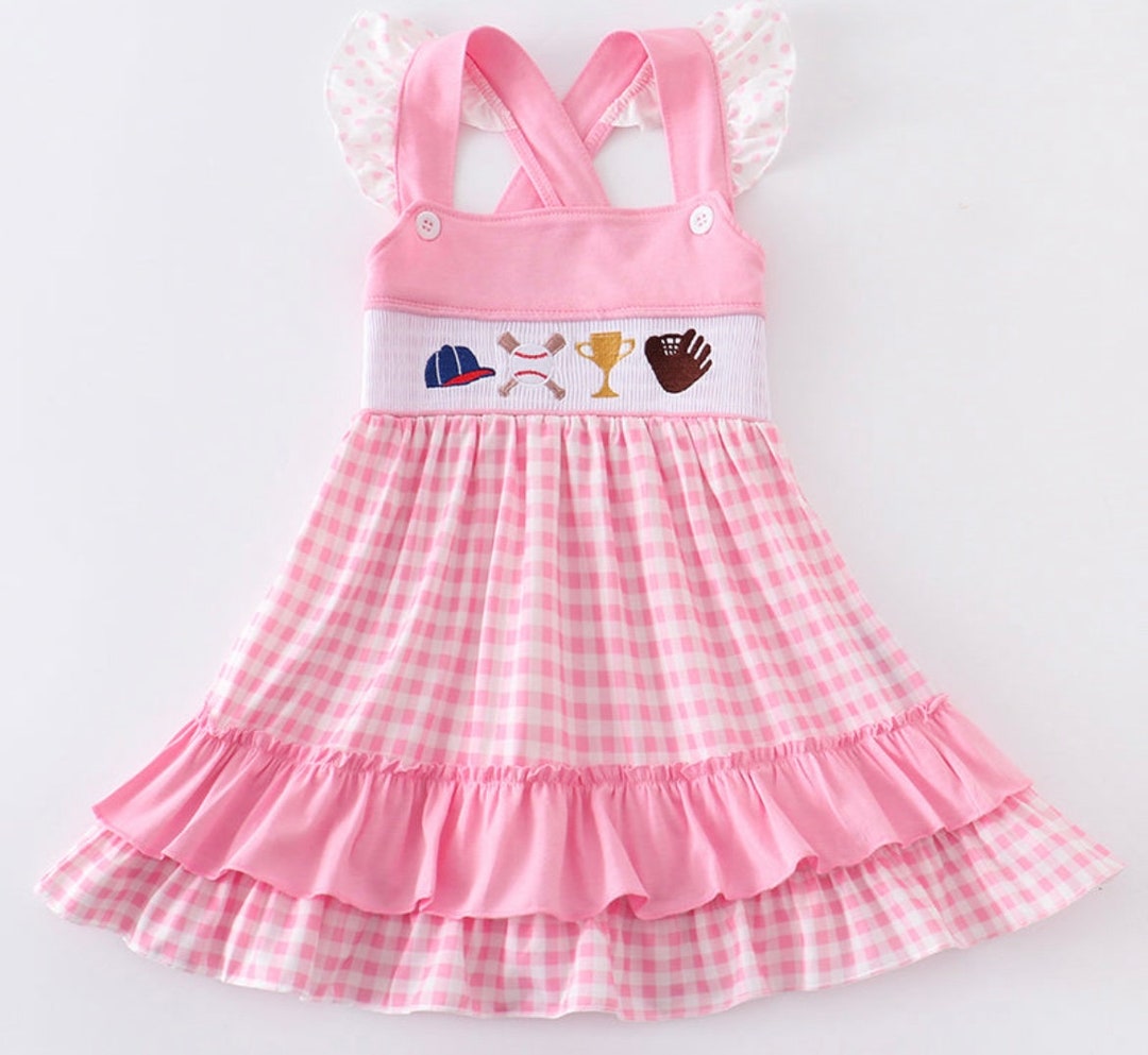 Baseball Smock Pink Dress - Etsy