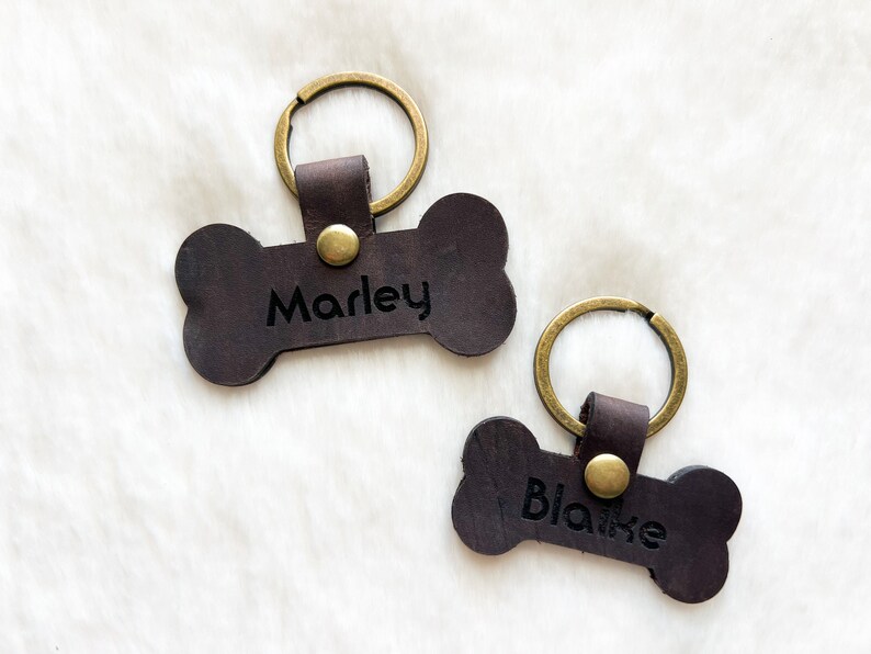 Double Sided Leather Dog Tag Custom Dog Tag Custom Pet ID Tag Small or ...