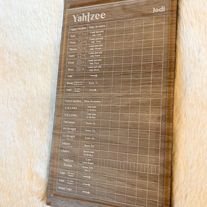 Yahtzee Scoreboard Custom Yahtzee Scoreboard Yahtzee Dice Tray Yahtzee ...