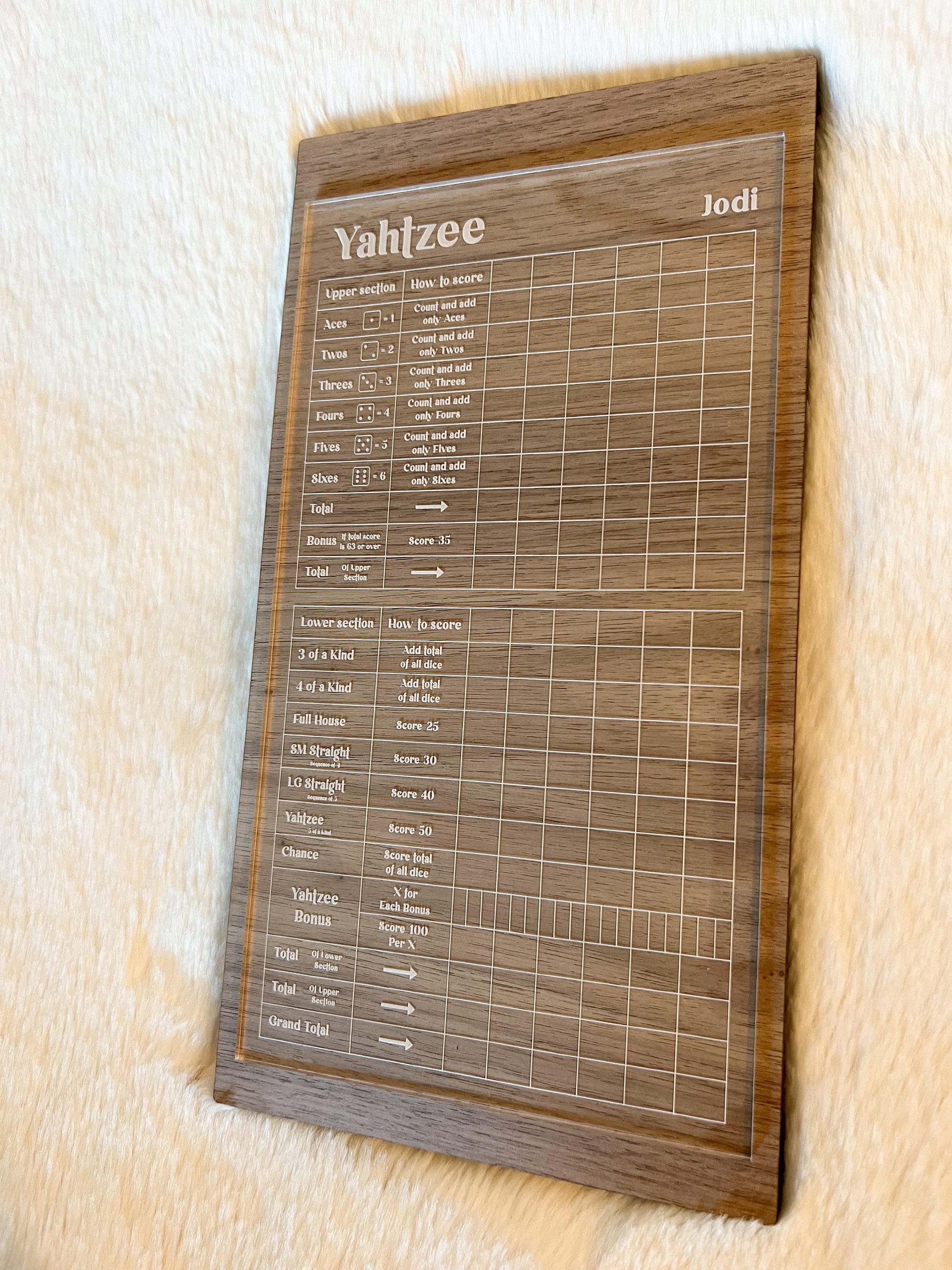 Yahtzee Scoreboard Custom Yahtzee Scoreboard Yahtzee Dice Tray Yahtzee ...