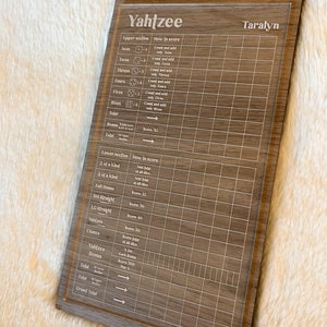 Yahtzee Scoreboard Custom Yahtzee Scoreboard Yahtzee Dice Tray Yahtzee ...