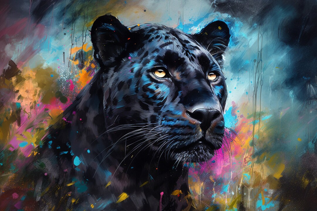 Color Splashed Animal: Panther - Etsy