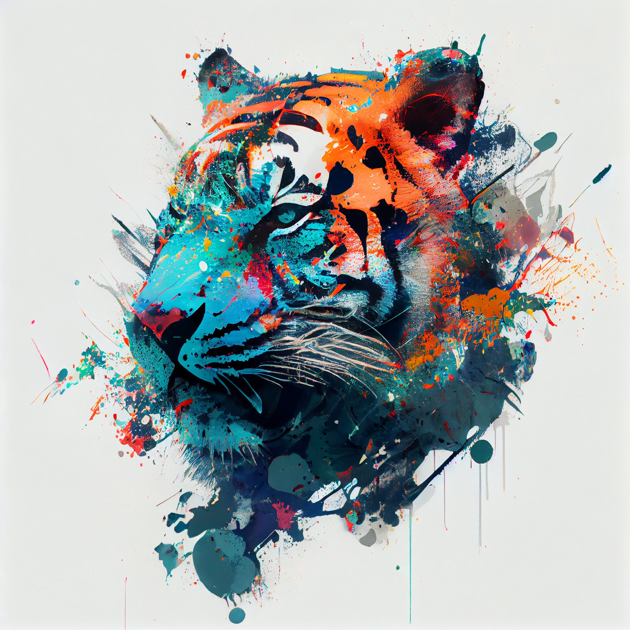 Color Splashed Animal: Tiger - Etsy