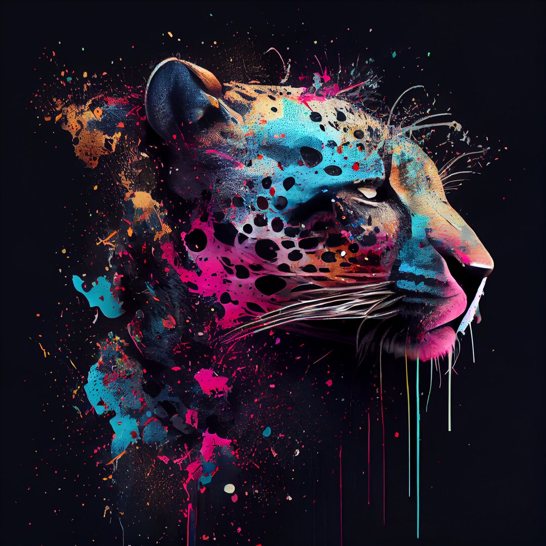 Color Splashed Animal: Jaguar - Etsy