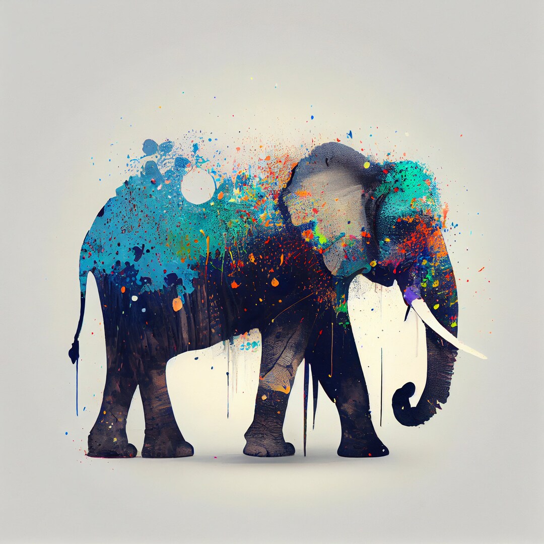Color Splashed Animal: Elephant - Etsy
