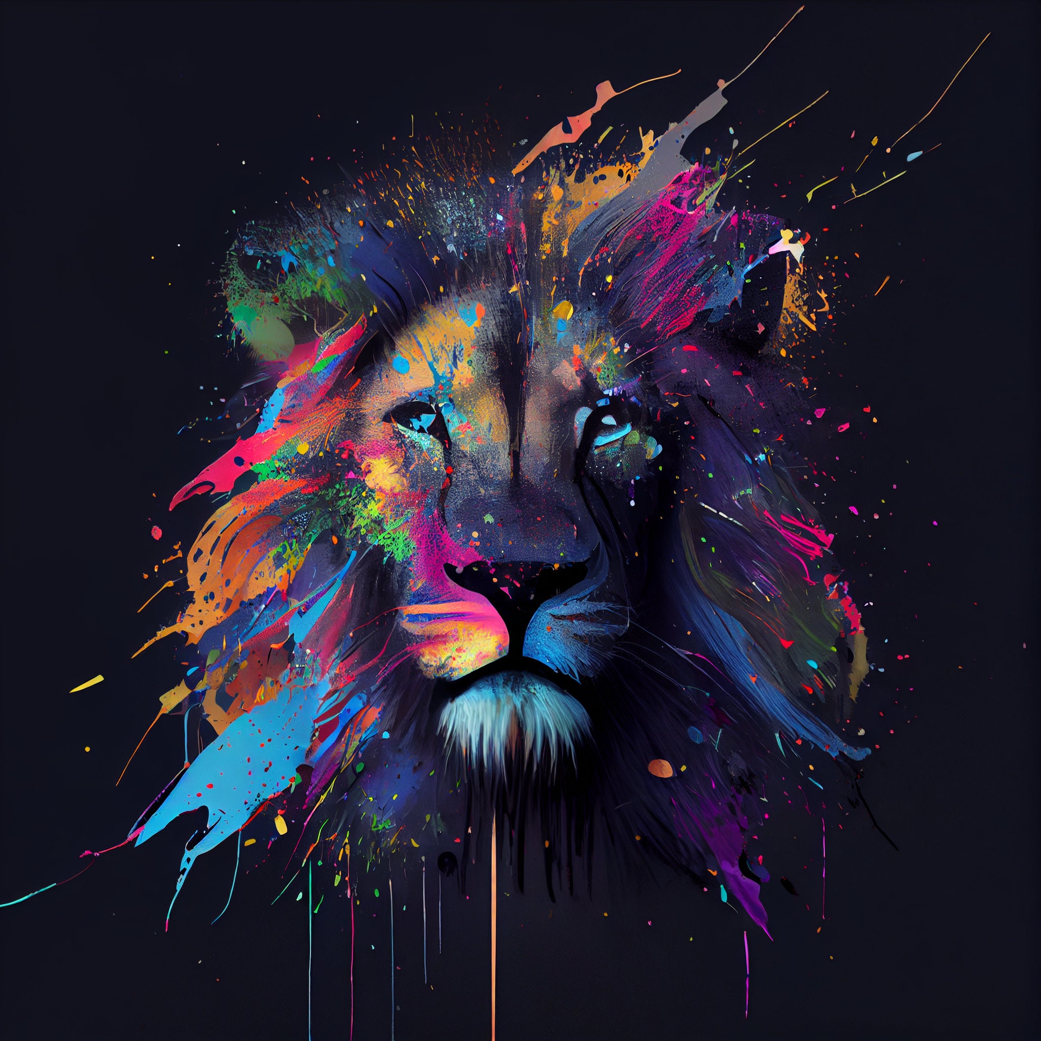 Color Splashed Animal: Lion II - Etsy